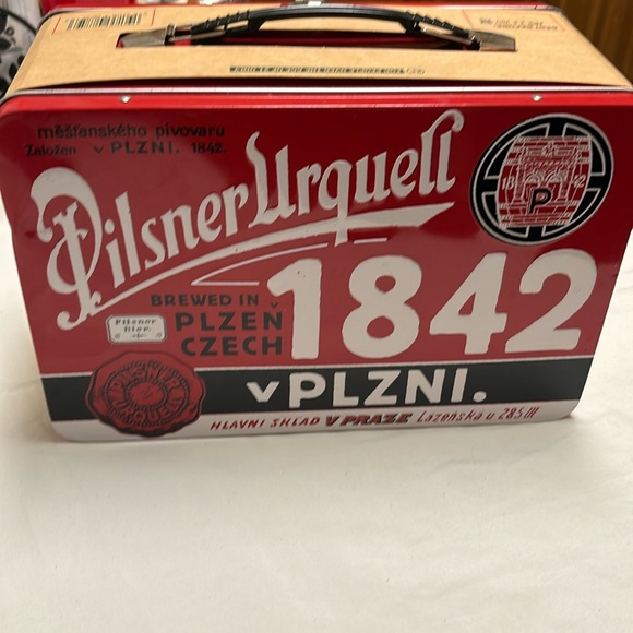 Accessories | Vintage Pilsner Urquell Tin Red Lunch Box | Poshmark
